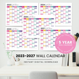 2023-2027 Wall Calendar | 5 YEAR PLANNER | Printable Year Planner ...