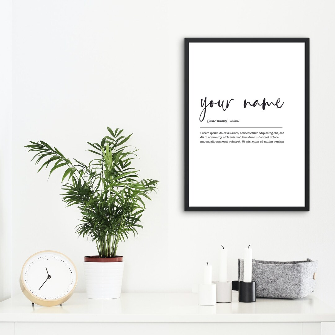 Personalised Name Definition Art Print Custom Wall Art Print Family ...