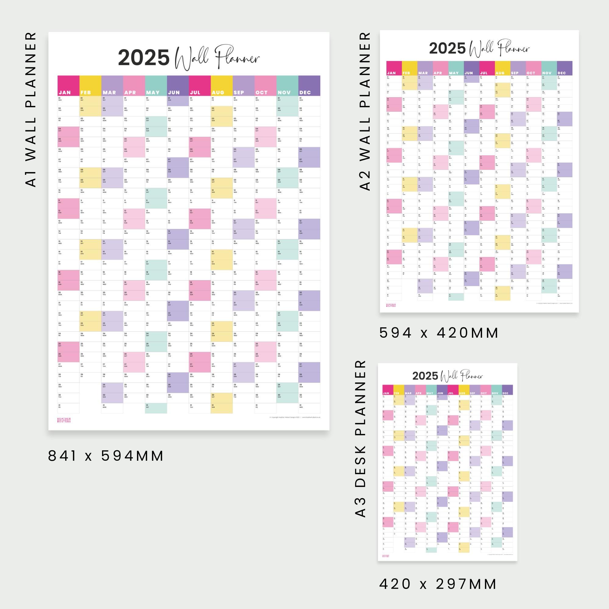 2025 Wall Calendar | Rainbow Printable Year Planner | Digital Calendar ...