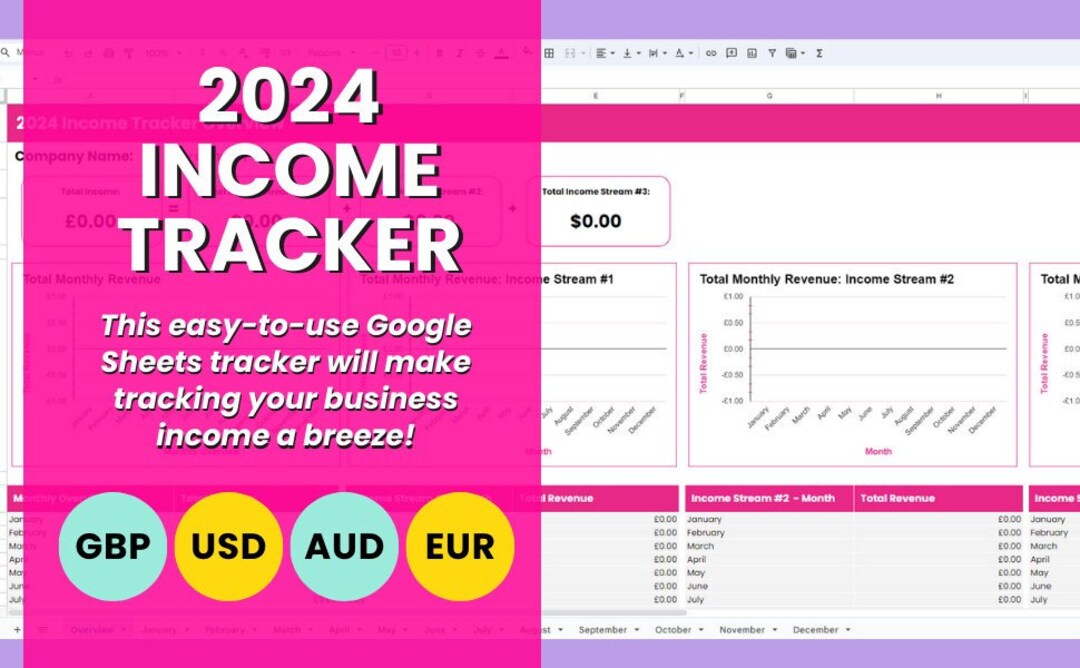 2024 Income Tracker Small Business Finance Spreadsheet Easy Accounting ...