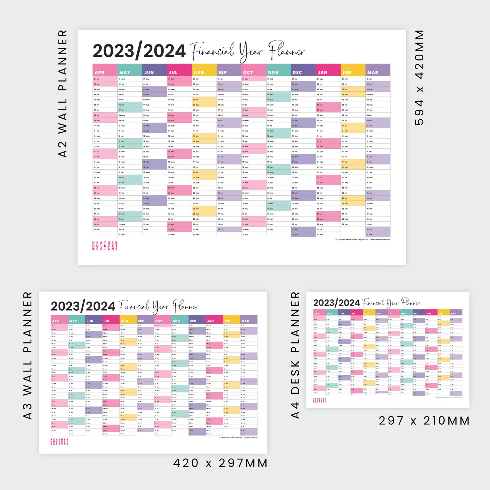 2024-2025 AUS Financial Year Wall Calendar | Rainbow Printable Year ...