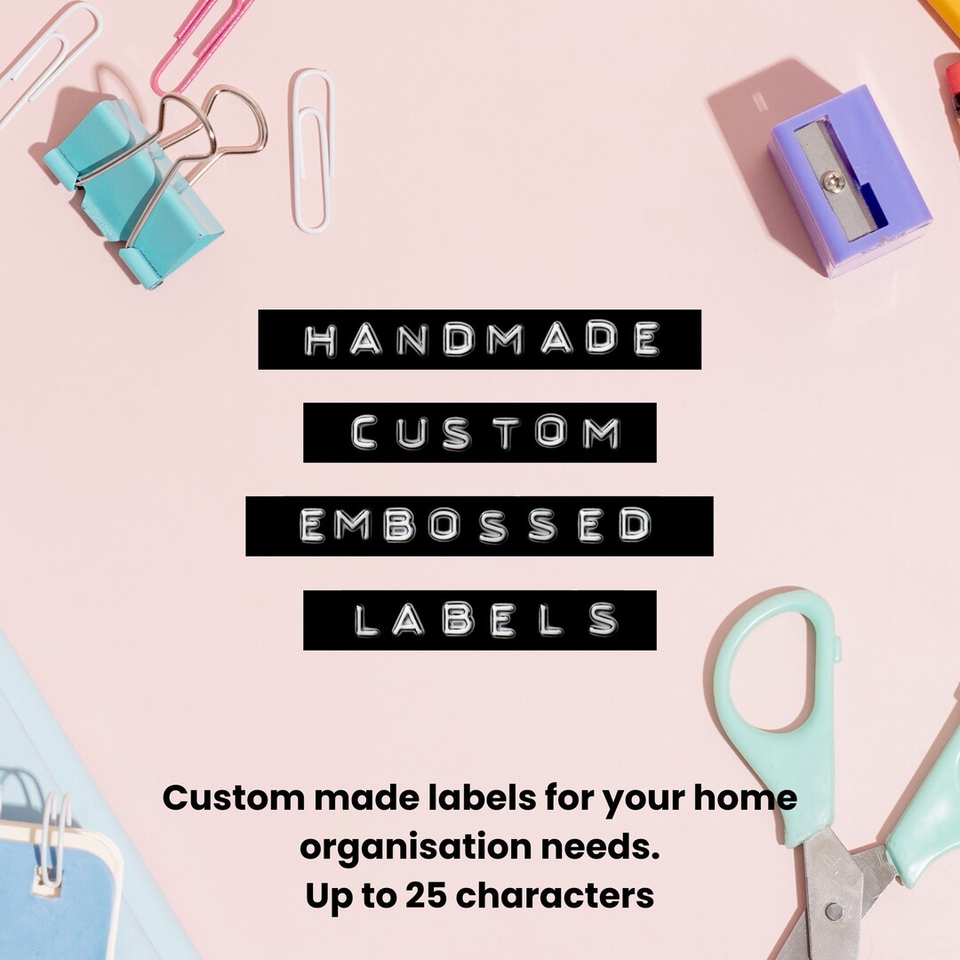 Custom Embossed Labels | Vintage Typewriter Style Labels | Retro Black ...