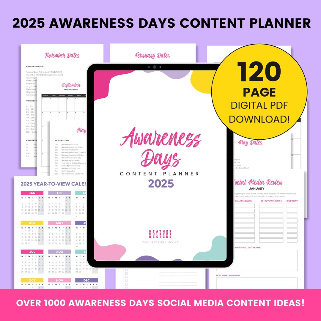 Awareness Days Social Media Content Planner 2025 | Caption Prompts ...