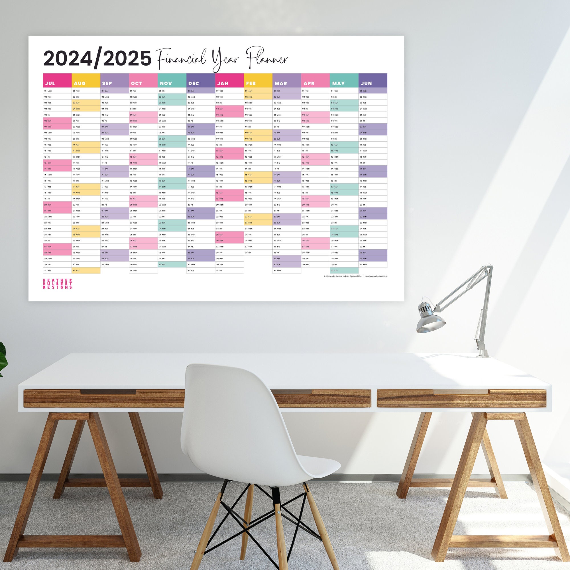 2024-2025 AUS Financial Year Wall Calendar | Rainbow Printable Year ...