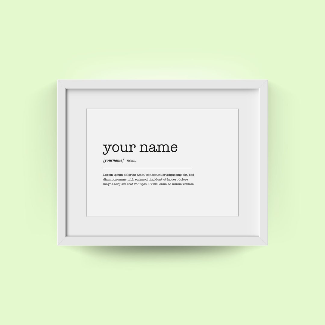 Personalised Name Definition Art Print Custom Wall Art Print Family ...