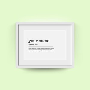 Personalised Name Definition Art Print Custom Wall Art Print - Etsy