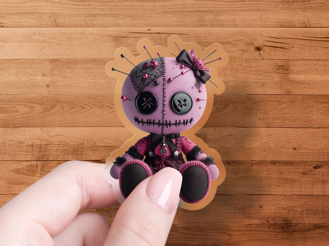 Creepy Voodoo Doll Sticker, Gothic Horror Graphic, Spooky Cute Plush ...