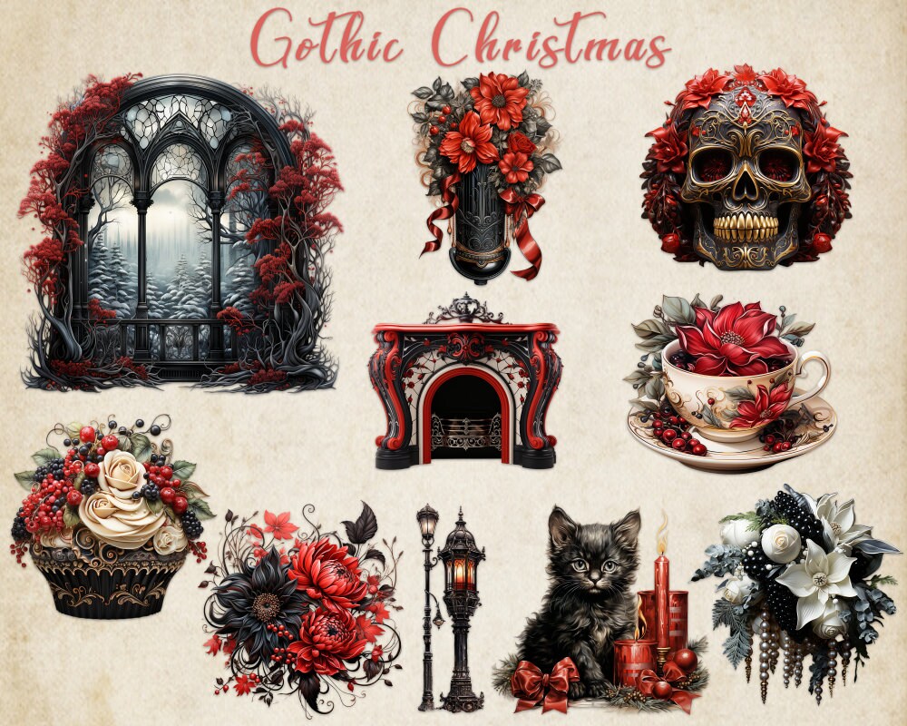 Gothic Christmas Clipart, Gothic, Magic, Witchcraft, Mystical ...