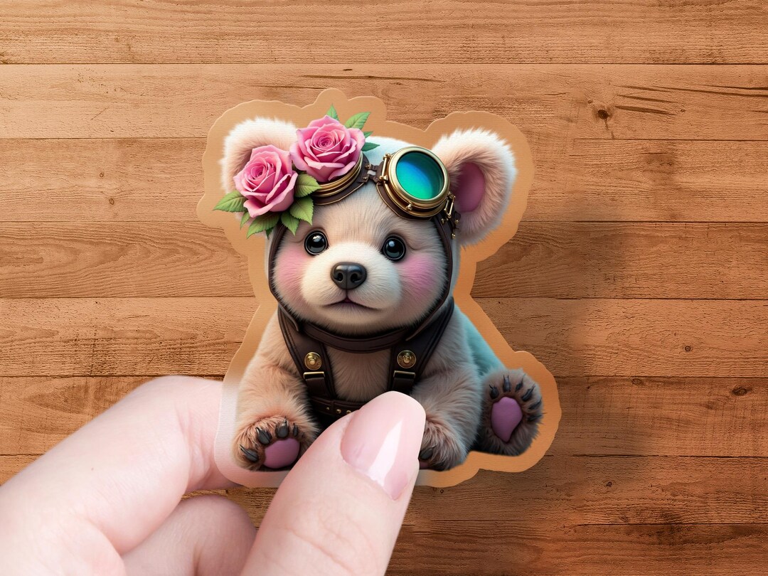 Cute Steampunk Bear Sticker, Adorable Teddy Bear Art, Steampunk Themed ...
