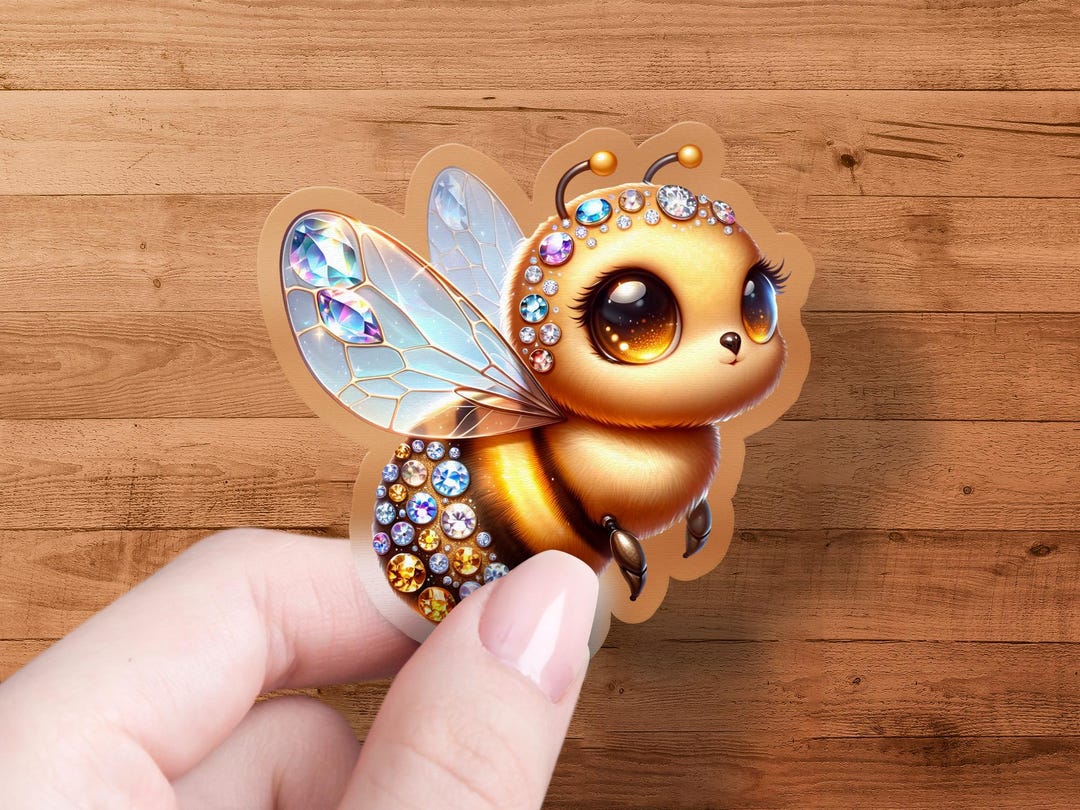 Cute Crystal Bee Sticker, Sparkly Bumblebee Decal, Gemstone Bee ...