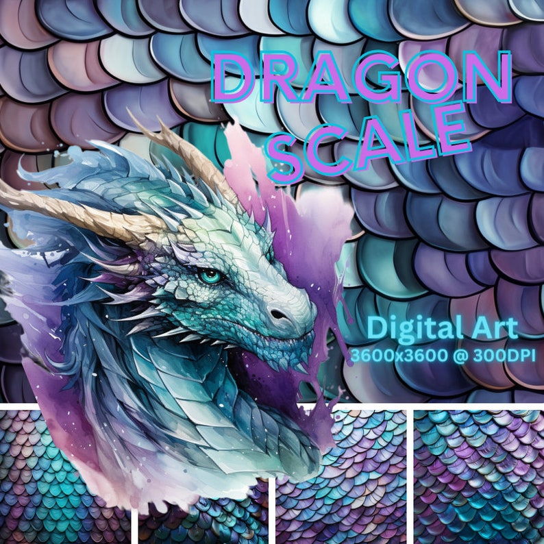 Dragon Scales Fantasy Gothic Digital Papers, Printable Scrapbook Paper ...