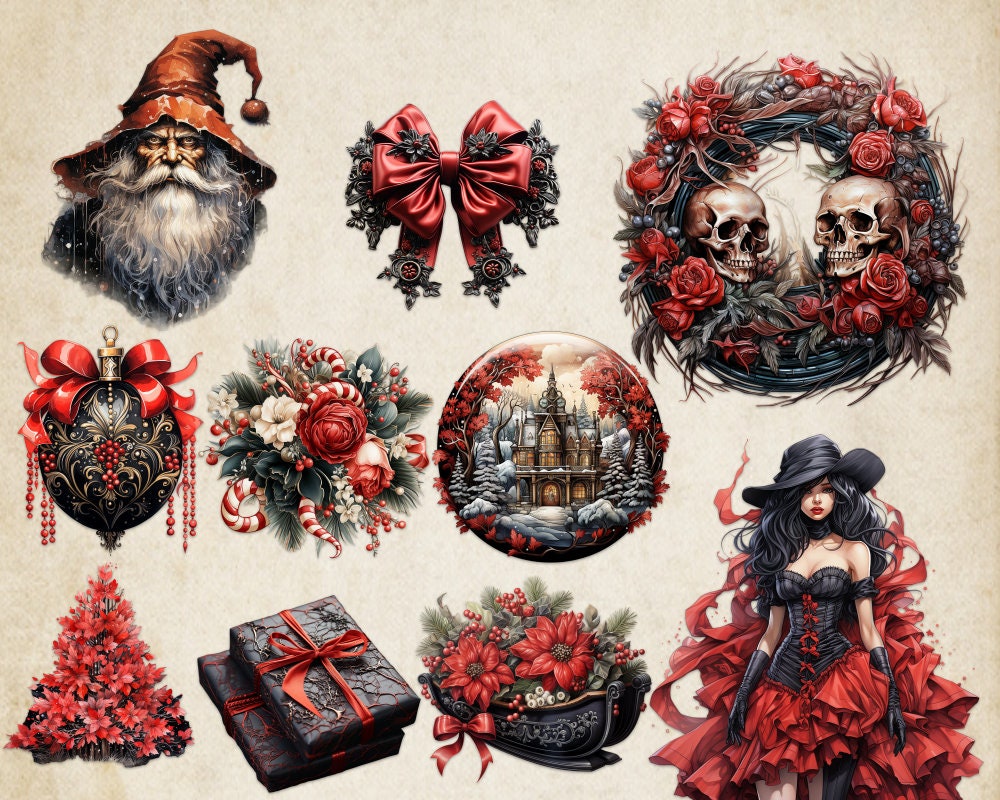 Gothic Christmas Clipart, Gothic, Magic, Witchcraft, Mystical ...