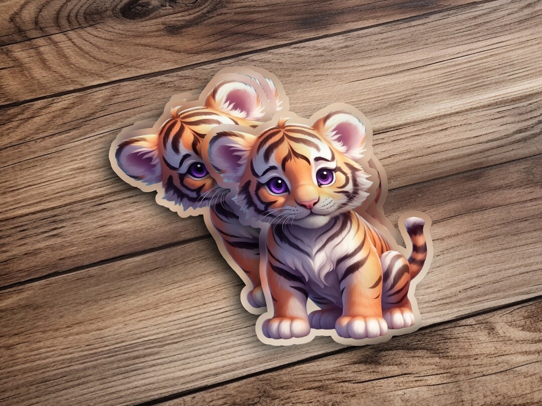 Cute Cartoon Tiger Sticker, Adorable Baby Tiger Decal, Animal Lover ...