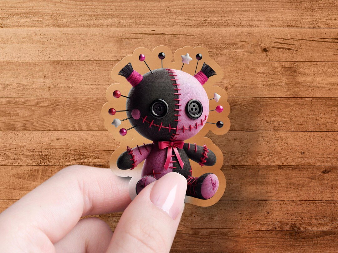 Cute Halloween Voodoo Doll Sticker Kawaii Witch Graphic Spooky Fun ...
