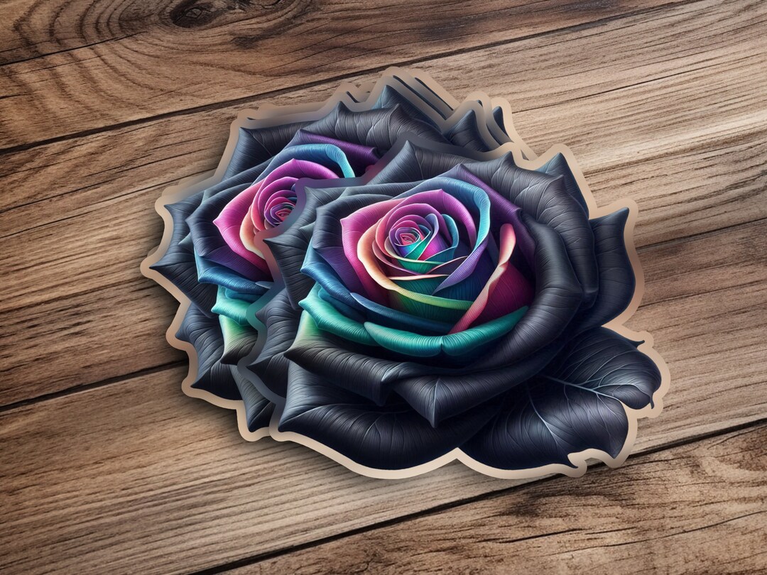 Unique Colorful Rose Sticker, Rainbow Rose Design, Artistic Floral ...