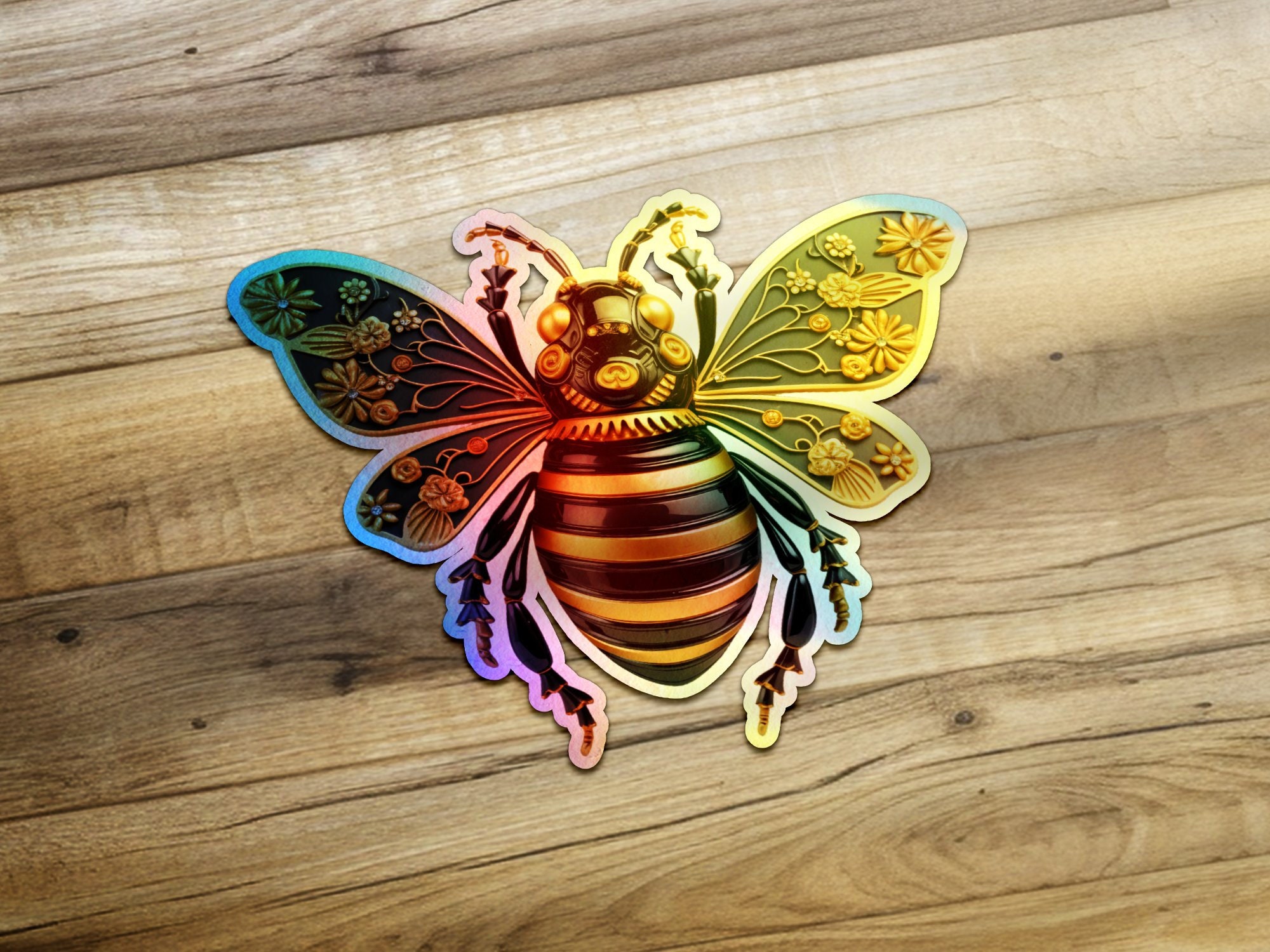 Vintage Bee Sticker, Gold and Black Bee Decal, Nature Insect Sticker ...