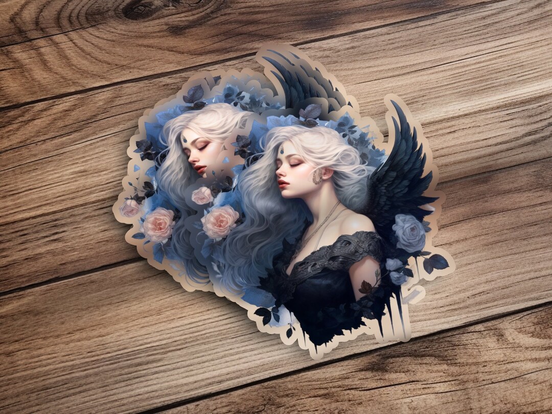 Gothic Angel Sticker, Fantasy Art Sticker, Dark Angel Vinyl Sticker ...