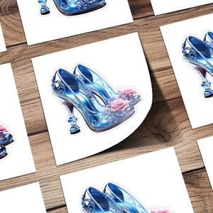 Elegant Blue Glass Slipper Sticker, Fairytale Inspired Sticker ...