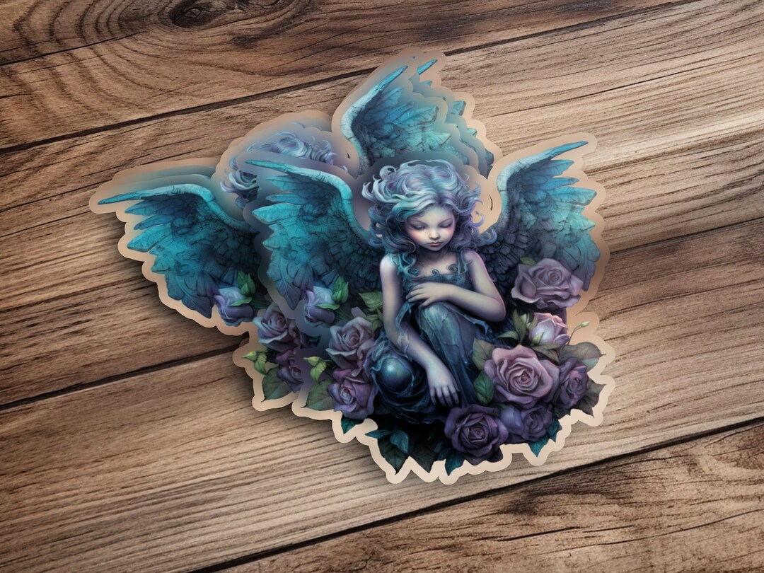Angelic Art Sticker, Fantasy Illustration Sticker, Gothic Angel Sticker ...