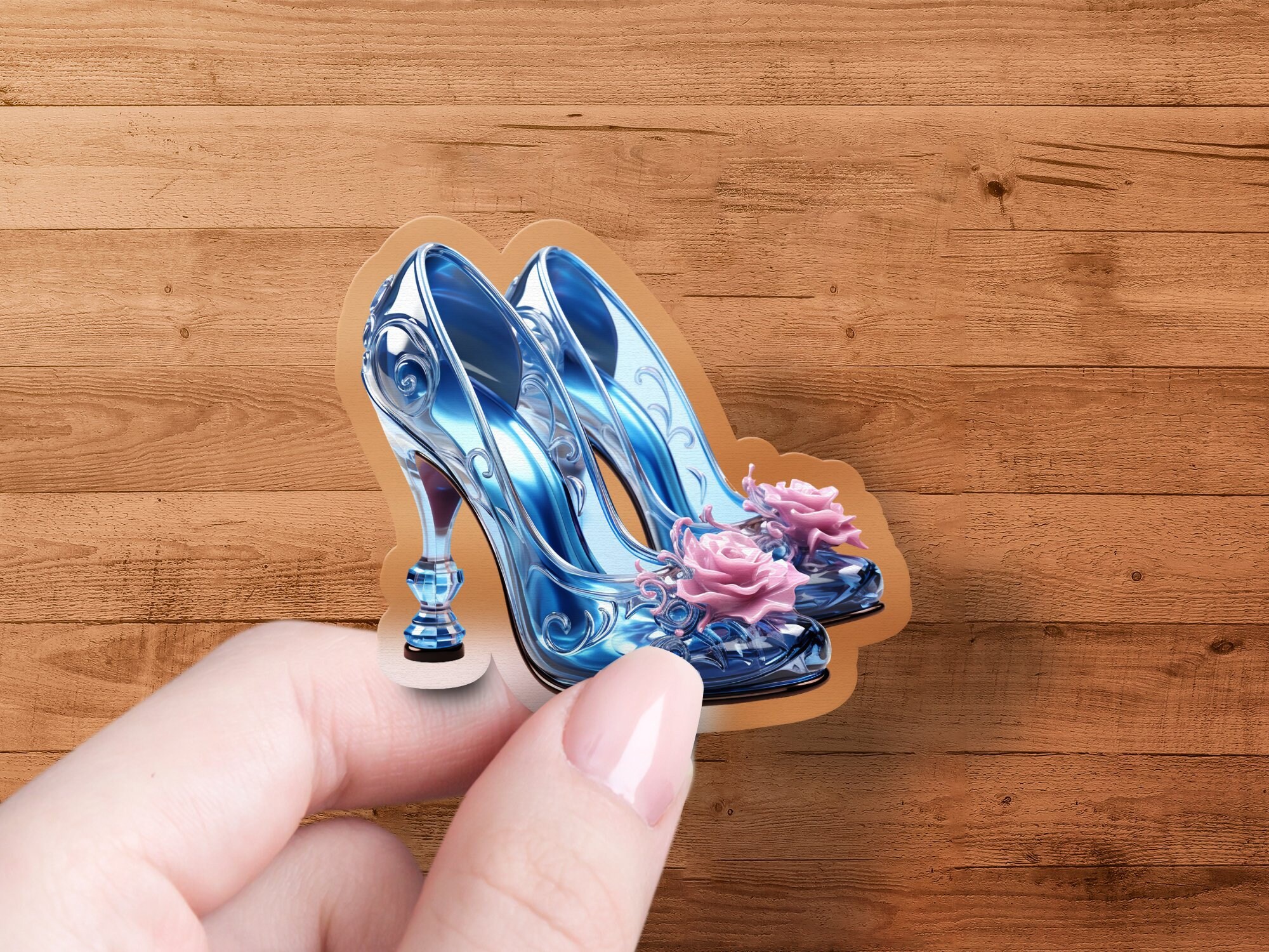 Elegant Blue Glass Slipper Sticker, Fairytale Inspired Sticker ...