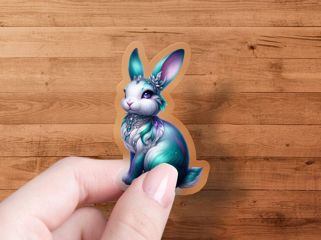 Cute Bunny Sticker, Rabbit Illustration Decal, Animal Print Sticker ...
