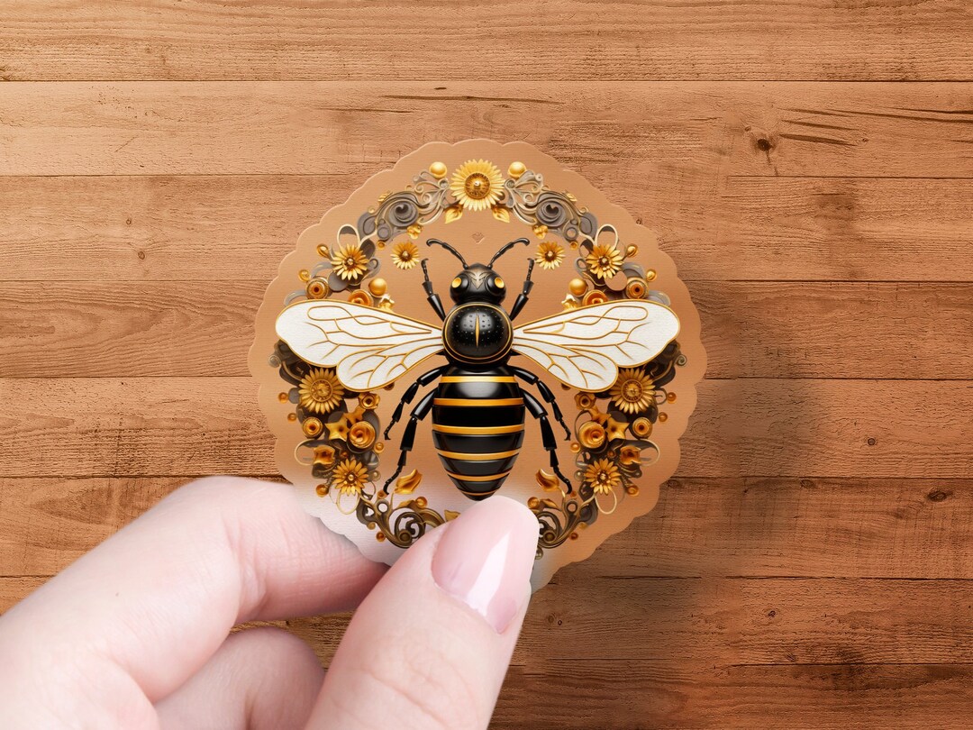 Vintage Bee Decor Sticker, Floral Bee, Nature Inspired Art, Bee Theme ...