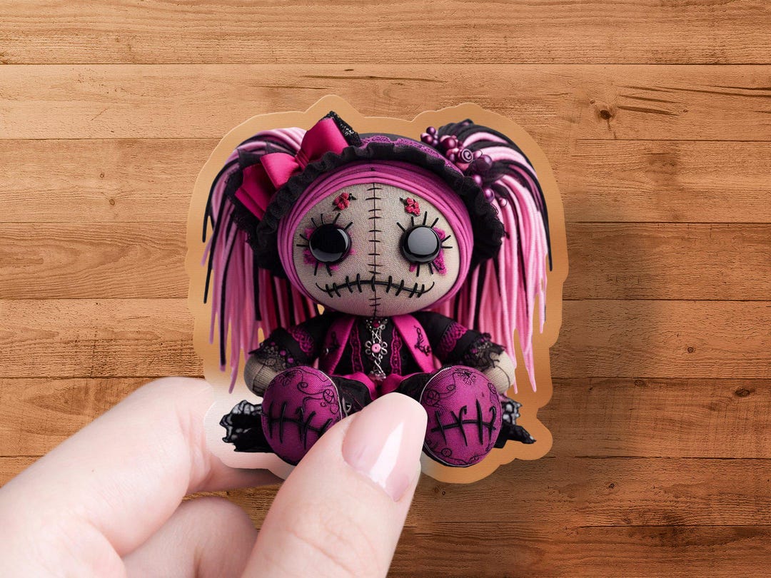 Cute Gothic Doll Stickers, Kawaii Horror Stickers, Creepy Cute Doll ...