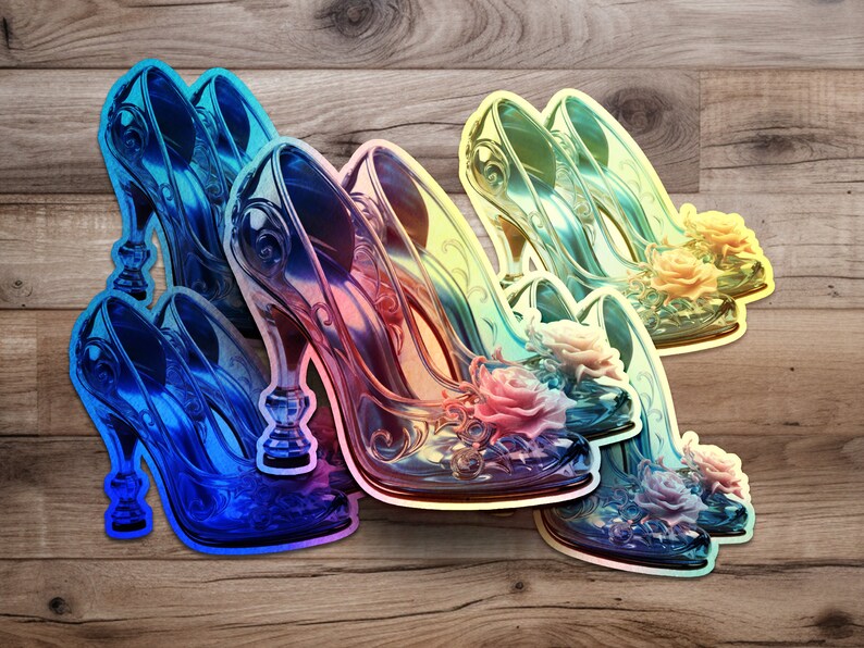 Elegant Blue Glass Slipper Sticker, Fairytale Inspired Sticker ...