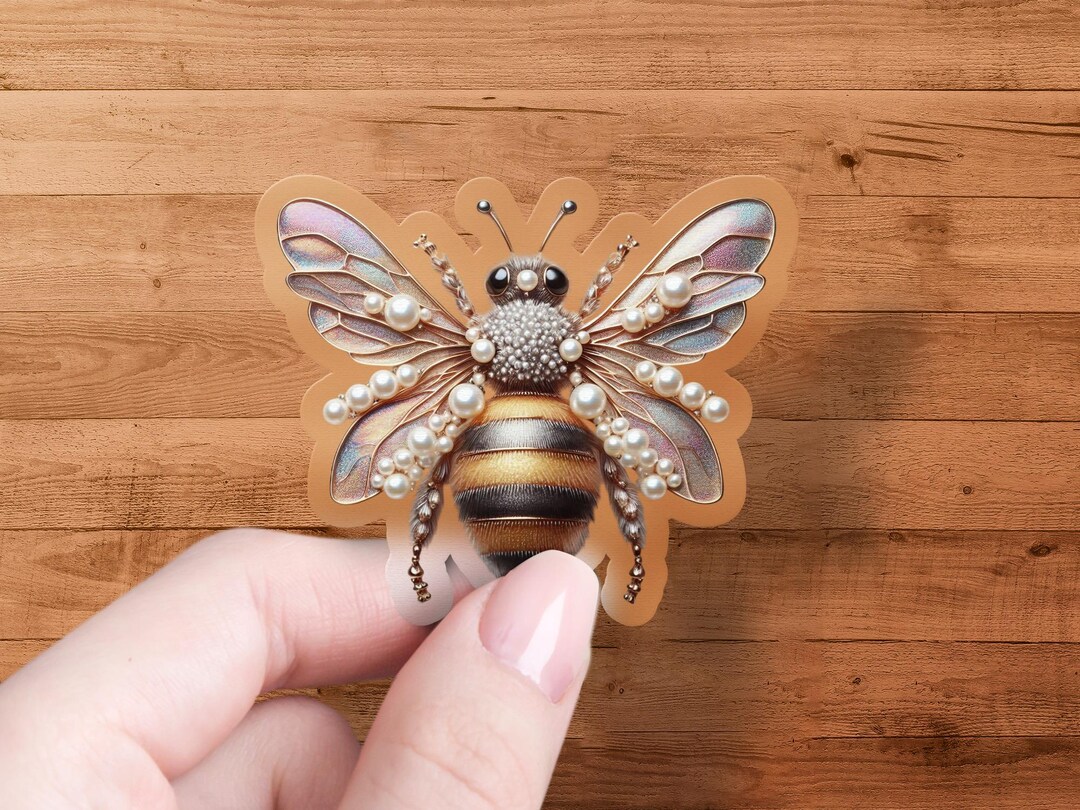 Sparkling Bee Sticker Art, Intricate Bee Decal for Laptops and Water ...