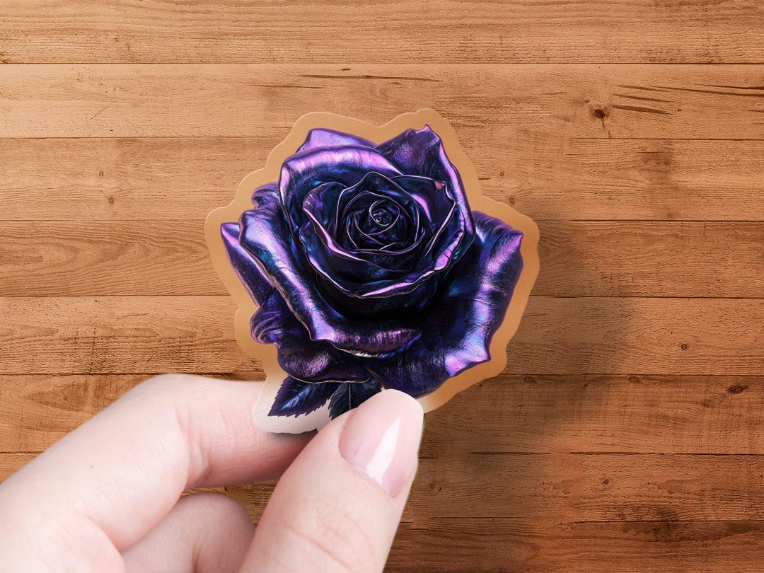 Iridescent Black Rose Sticker, Unique Floral Decal, Aesthetic Flower ...