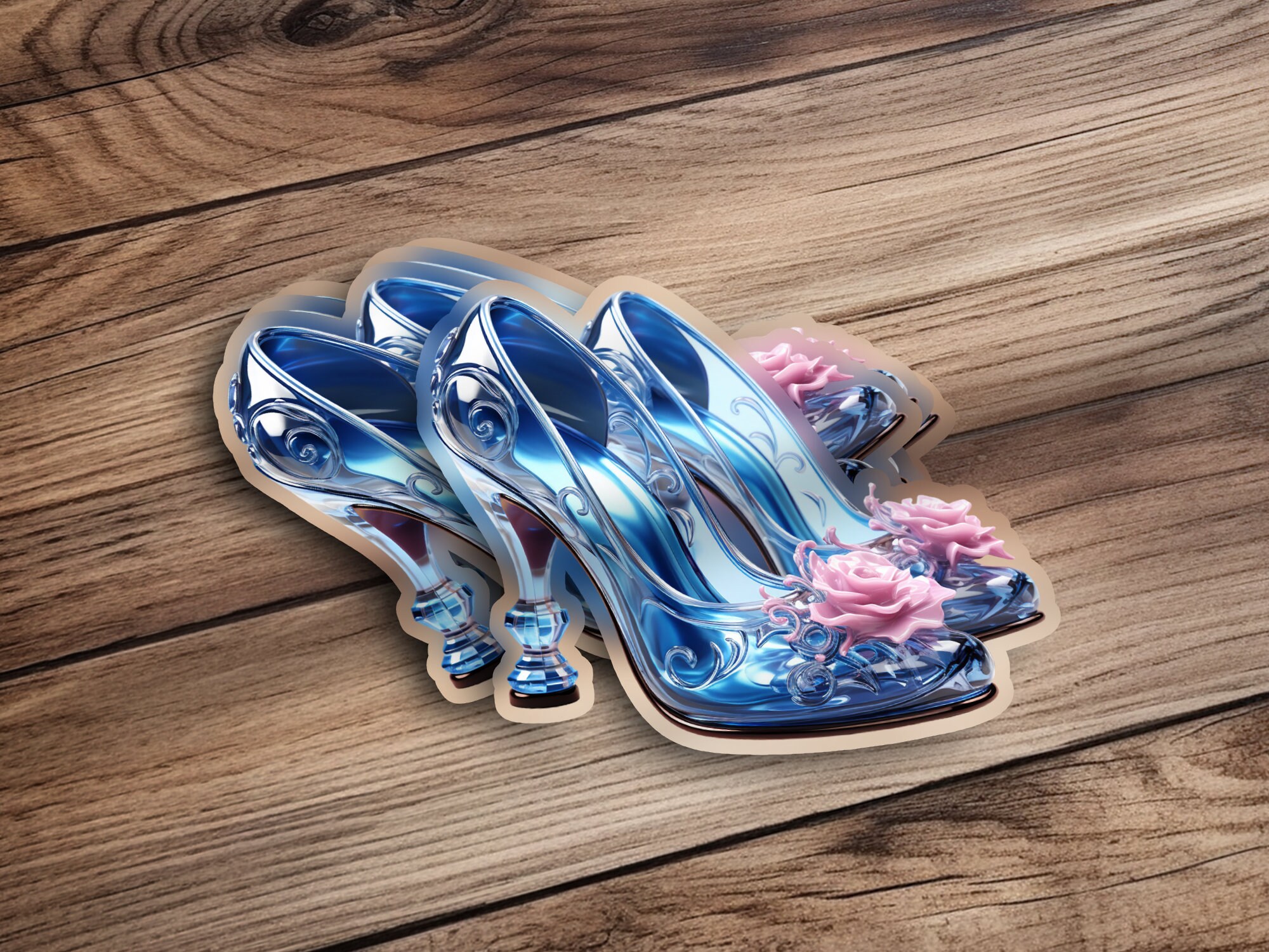 Elegant Blue Glass Slipper Sticker, Fairytale Inspired Sticker ...