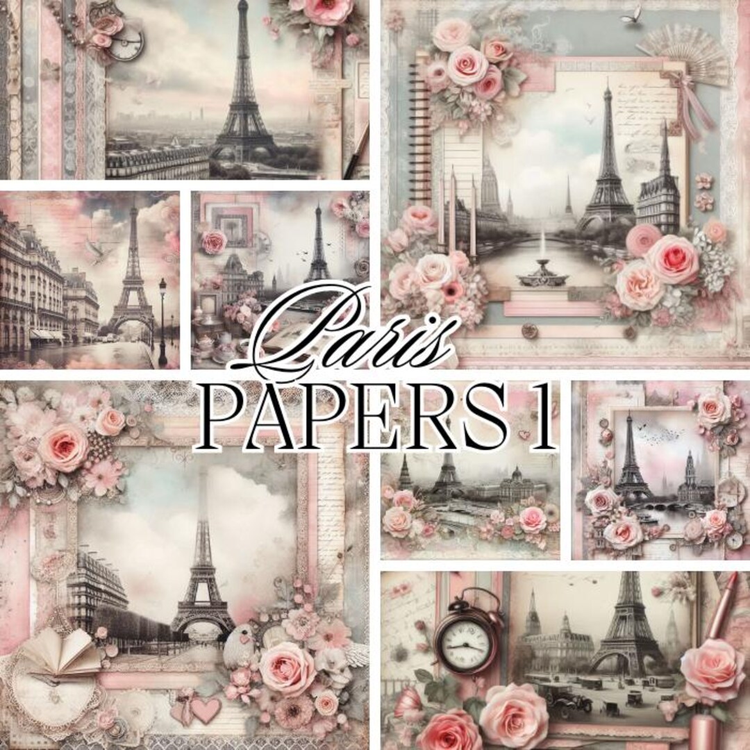 Beautiful Paris Moments Digital Papers, Printable Scrapbook Paper ...