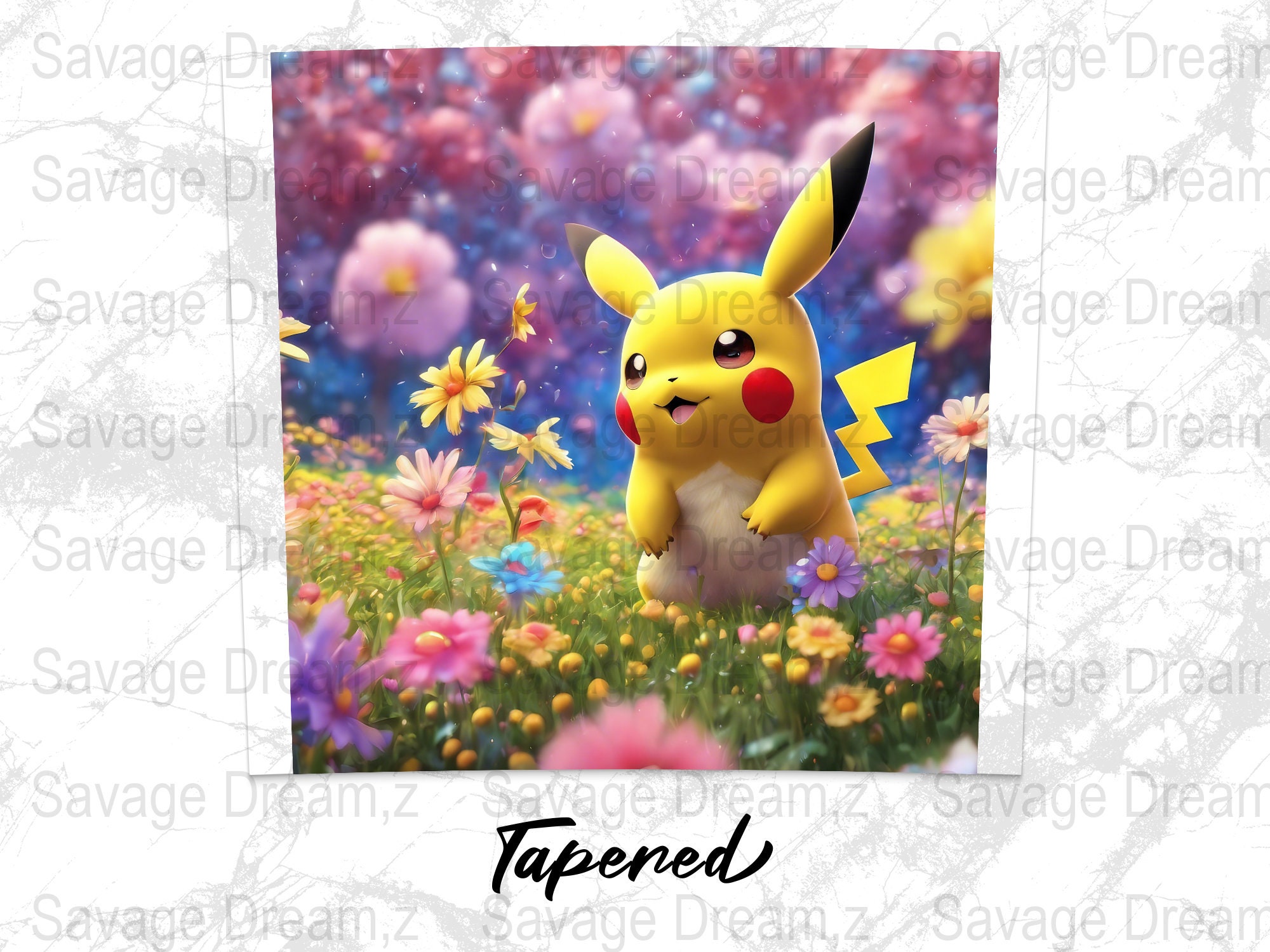 Spring Floral Pikachu Digital File, Sublimation Design, Tumbler Wraps ...