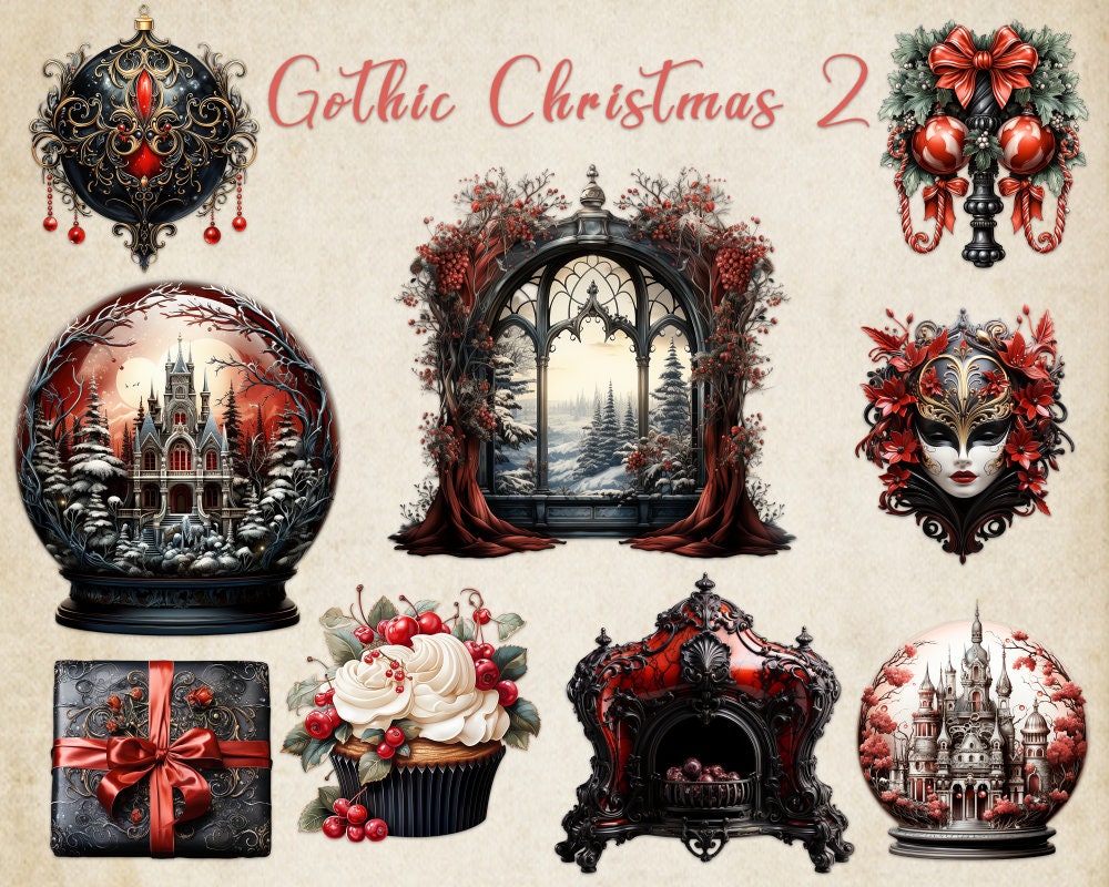 Gothic Christmas Clipart 2, Gothic, Magic, Witchcraft, Mystical ...