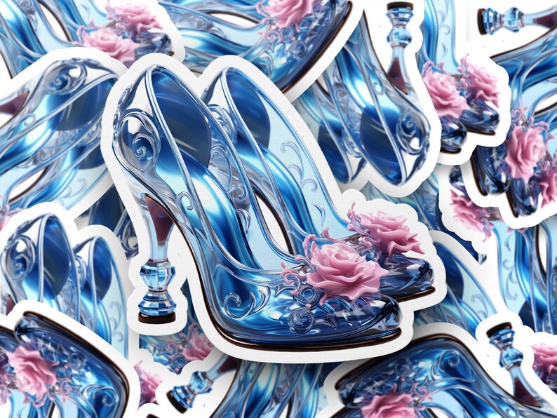 Elegant Blue Glass Slipper Sticker, Fairytale Inspired Sticker ...