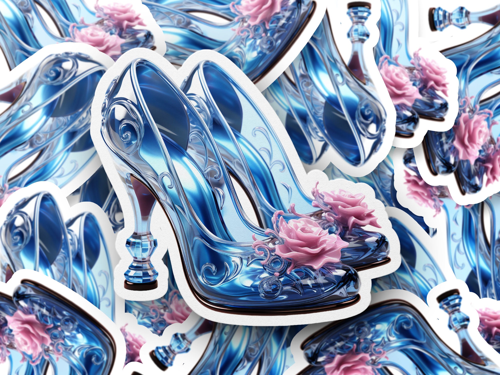 Elegant Blue Glass Slipper Sticker, Fairytale Inspired Sticker ...