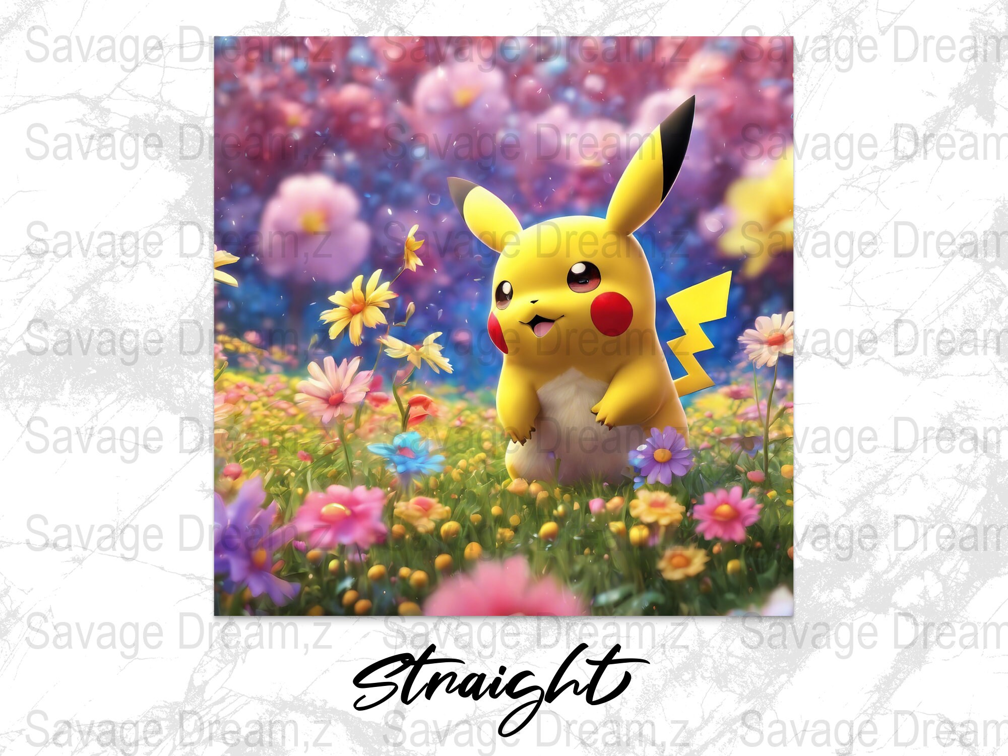 Spring Floral Pikachu Digital File, Sublimation Design, Tumbler Wraps ...