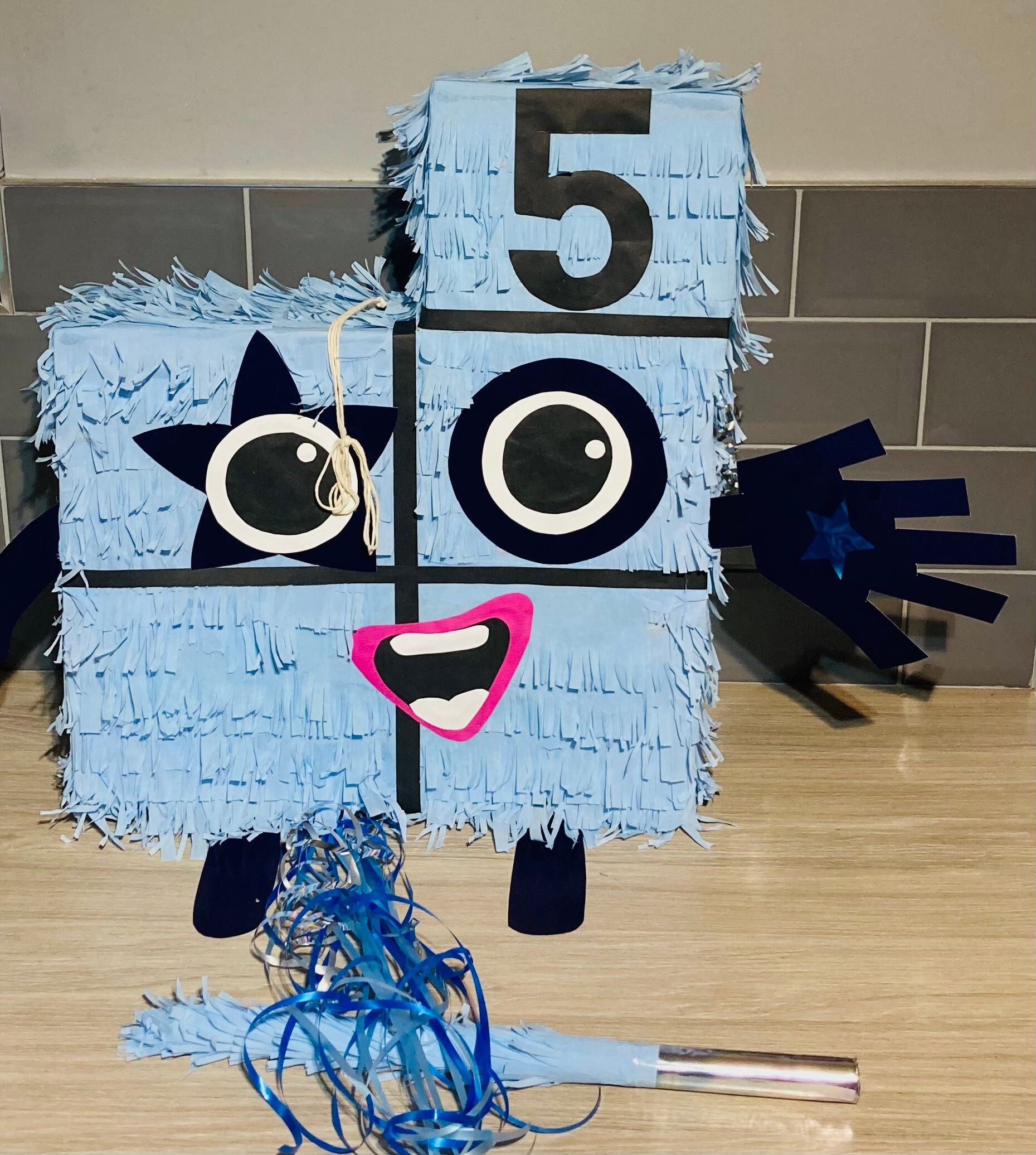 Number Block 5 Piñata and Wooden Piñata Stick - Etsy UK