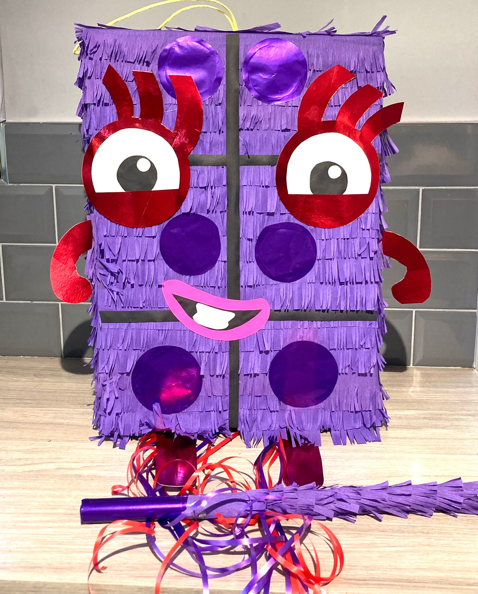 Number Block 6 Piñata and Wooden Piñata Stick - Etsy UK