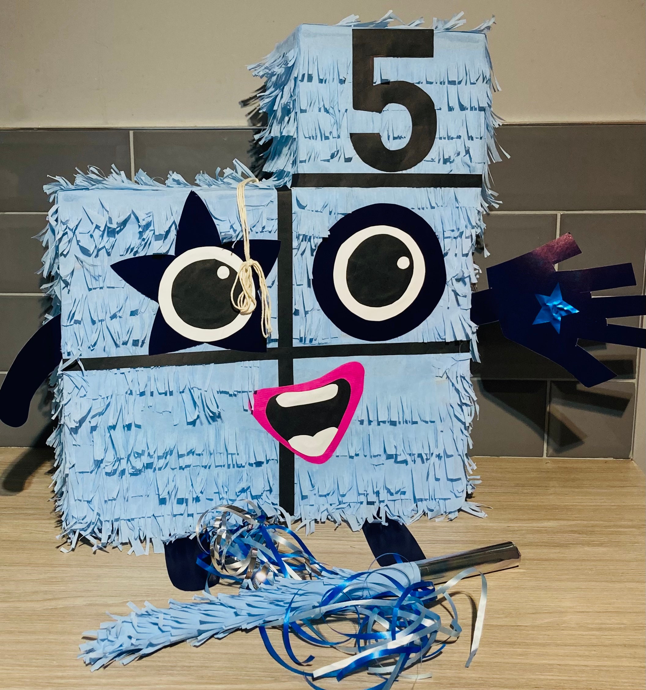 Number Block 5 Piñata and Wooden Piñata Stick - Etsy UK