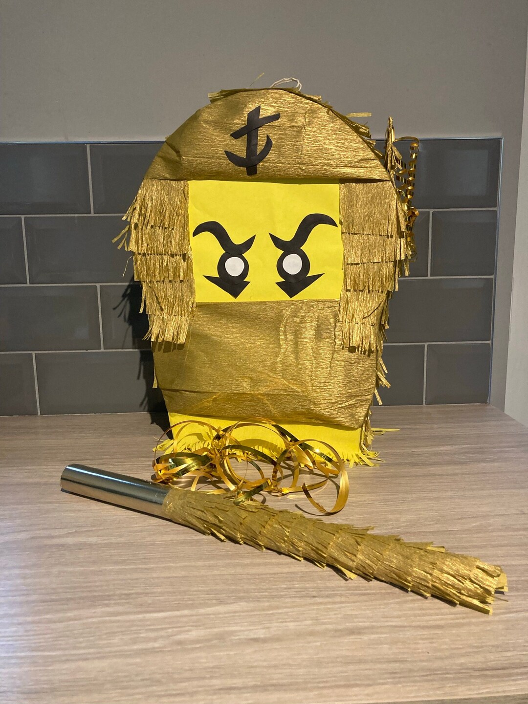 Lego Gold Ninjago Piñata 40cm Height & Wooden Piñata Stick - Etsy