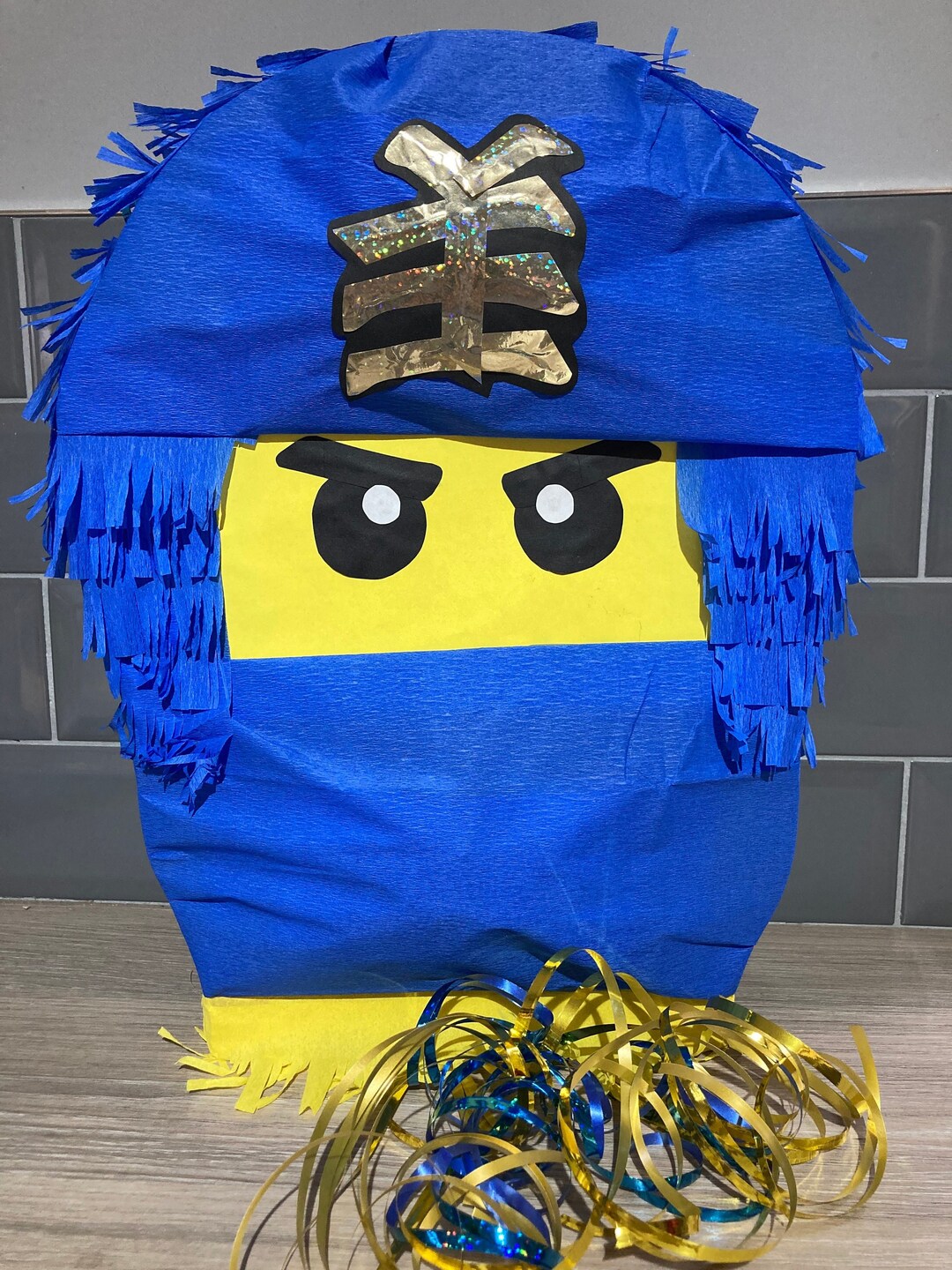 Lego Blue Ninjago Piñata and Wooden Piñata Stick - Etsy