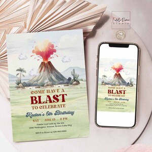 Editable Volcano Blast Birthday ANY AGE Birthday Lava Birthday ...