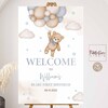 Editable Blue Boy Teddy Bear We Can Bearly Wait Baby Shower Welcome ...