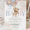 Editable Blue Boy Teddy Bear We Can Bearly Wait Baby Shower Welcome ...