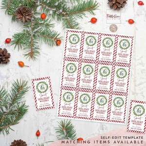Editable Sweet Holiday Wishes Christmas Treats Favor Bag Tag Gift Tag ...