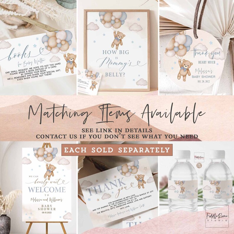 Boy Blue Teddy Bear Baby Shower Cards and Gifts Sign Baby - Etsy