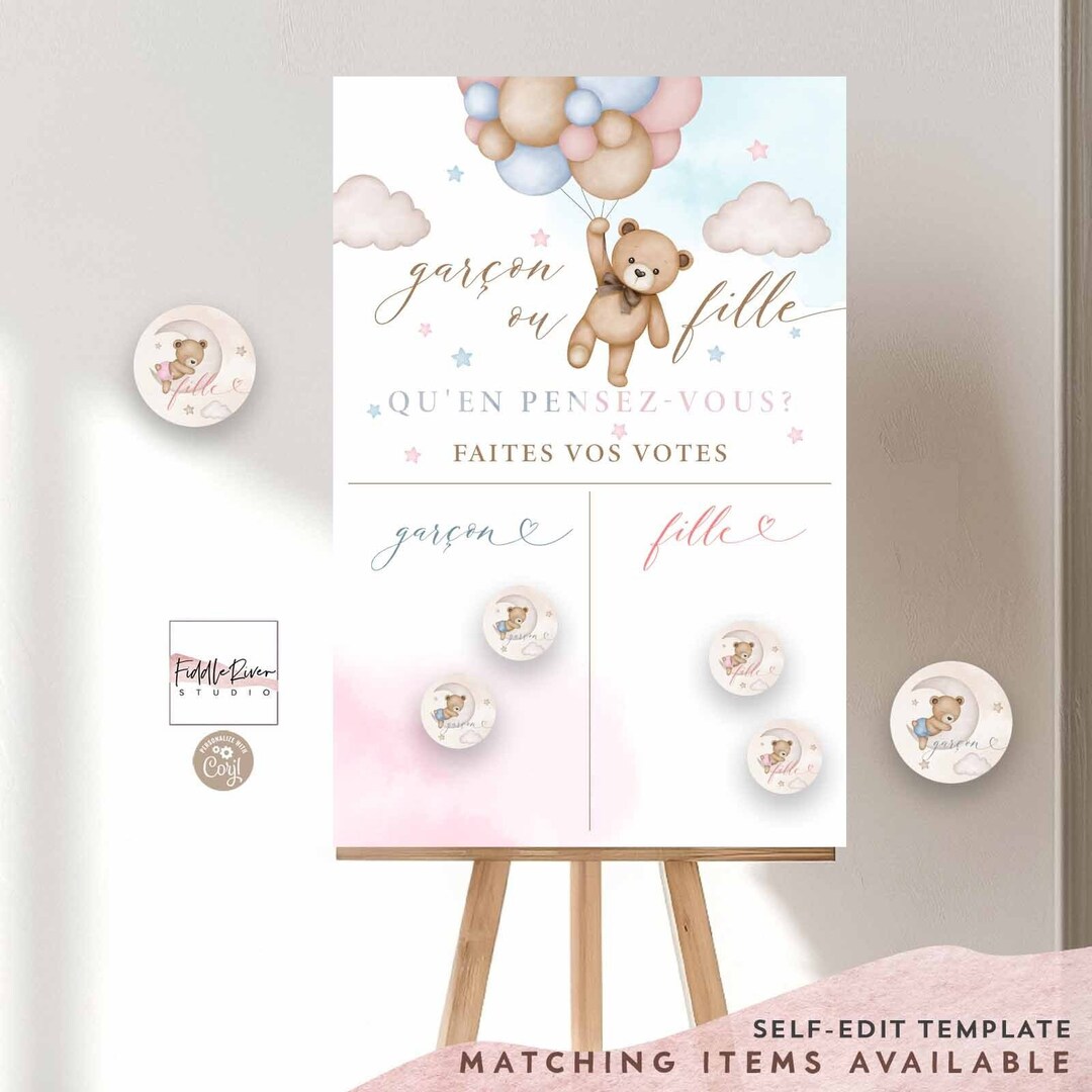 FRENCH Garçon Ou Fille Chart What Will Baby Be He or She Gender Reveal ...