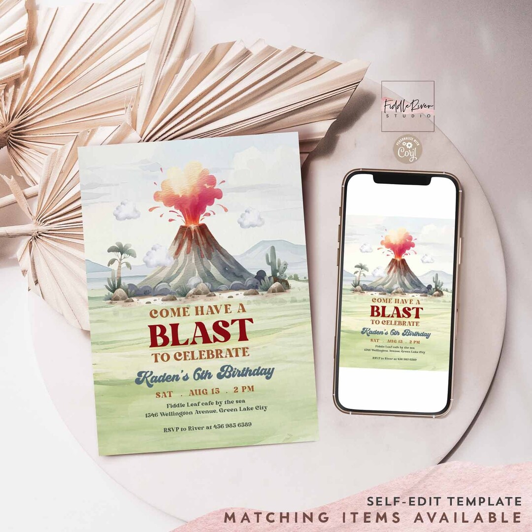 Editable Volcano Blast Birthday ANY AGE Birthday Lava Birthday ...