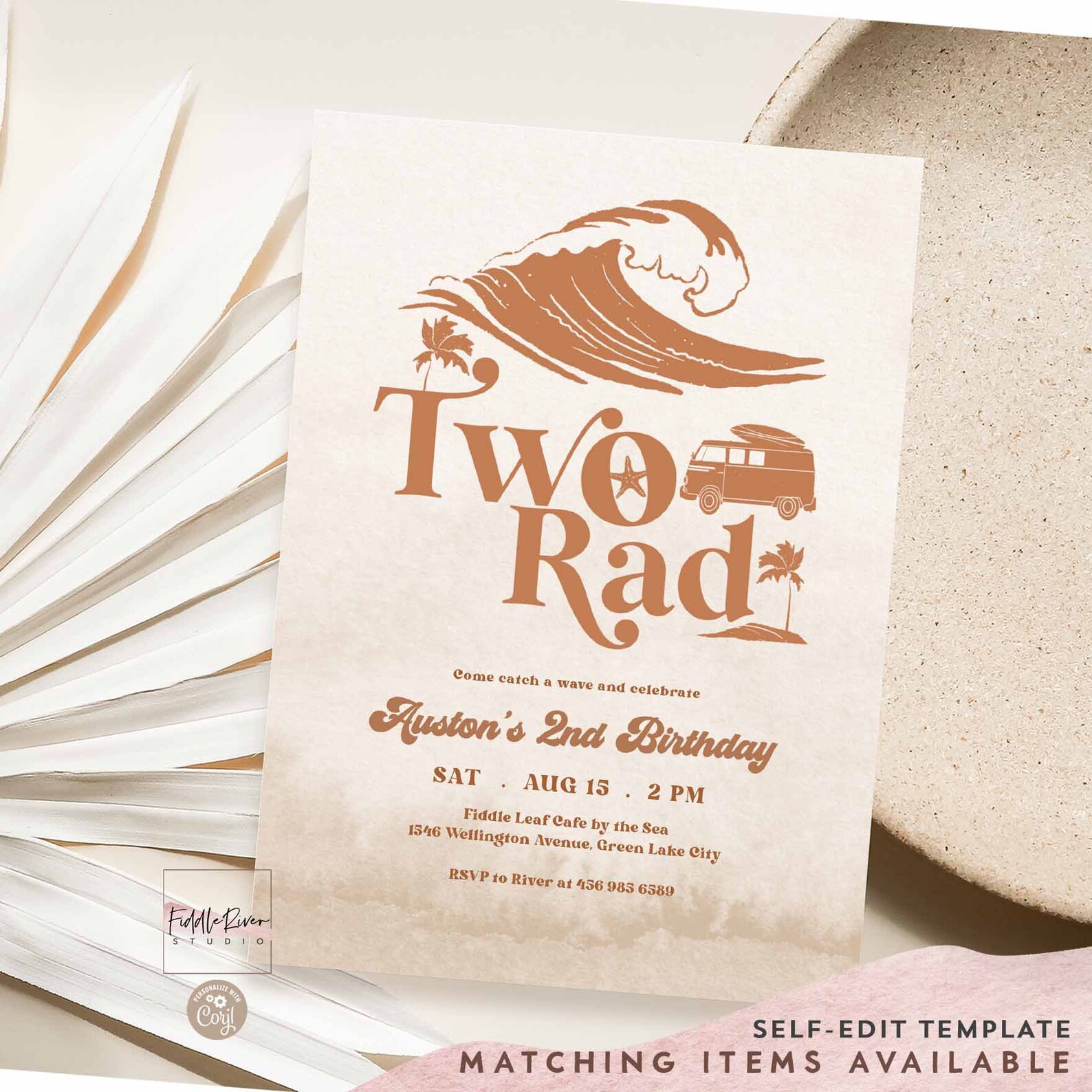 Editable Boy Boho Minimal Surf 2nd Birthday Two Rad Surfing - Etsy